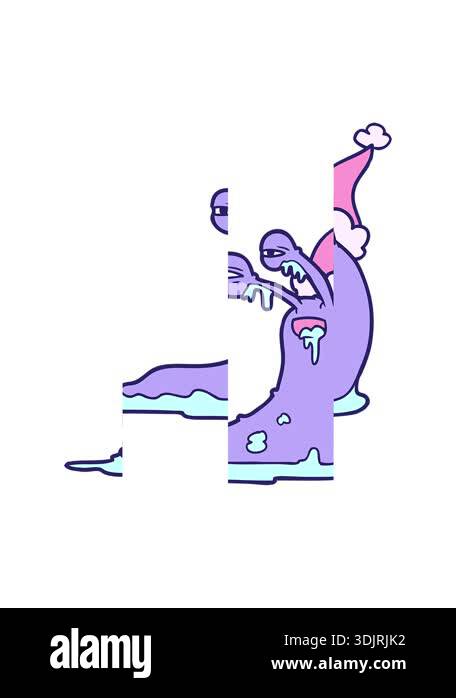 splitting motion animation of gross hand drawn line drawing of a slug ...