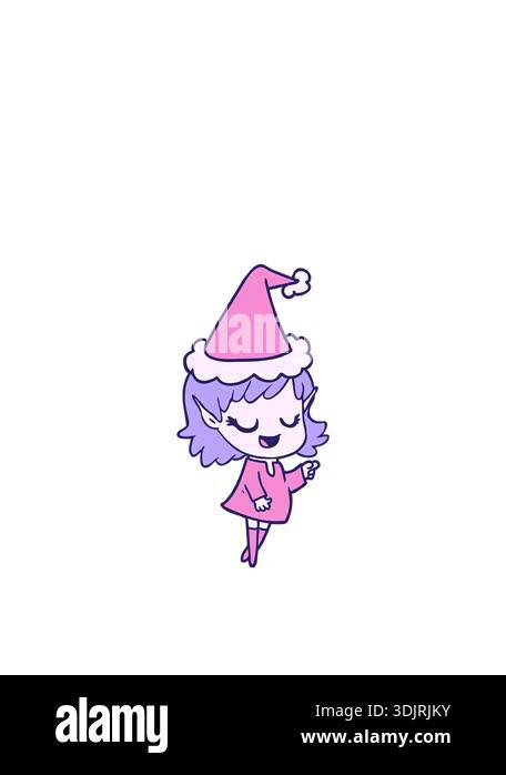 jumping motion animation of happy hand drawn line drawing of a elf girl ...