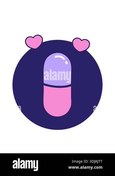 spinning hearts animation of image of a pill Stock Video Footage - Alamy