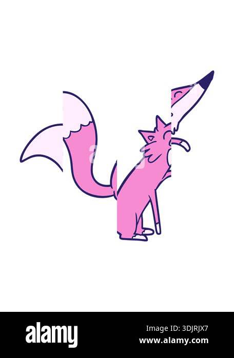 splitting motion animation of cartoon fox Stock Video Footage - Alamy