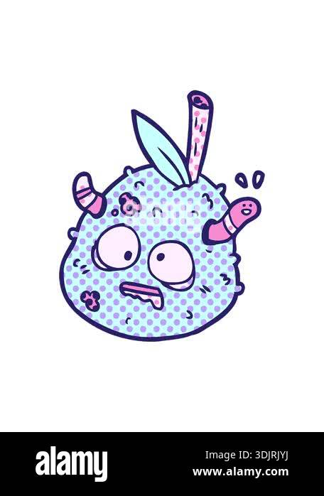 shaking motion animation of cartoon rotting old pear with worm Stock ...