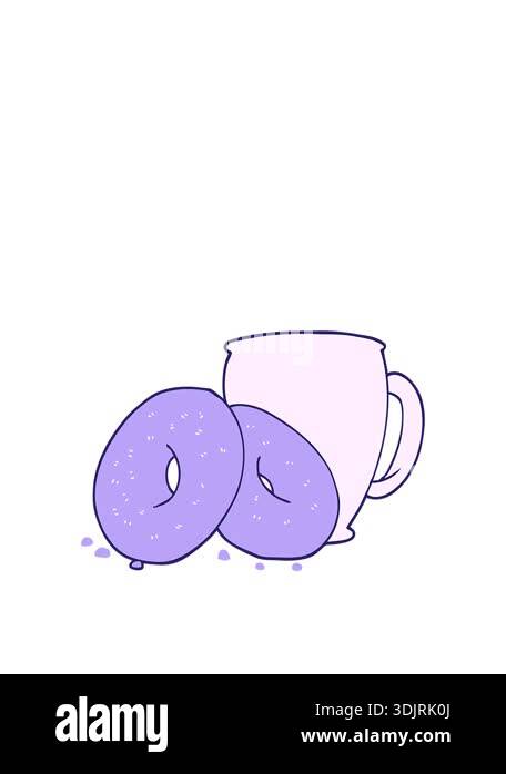 stretching up animation of cartoon coffee and donuts Stock Video ...