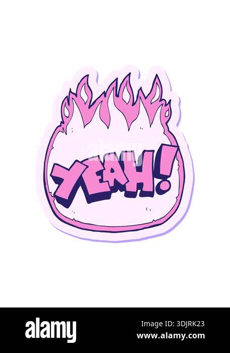 jiggle and pause animation of sticker of a yeah cartoon shout Stock ...