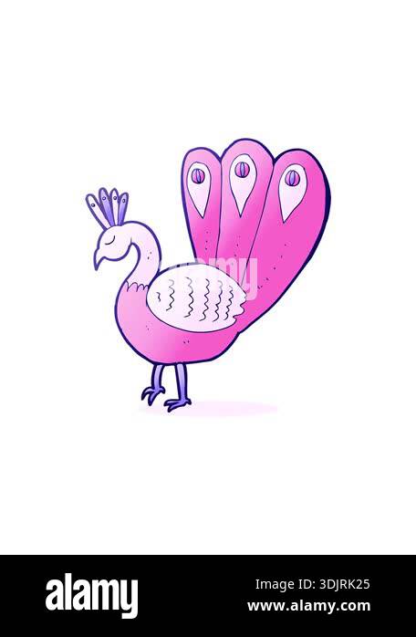 attention grabbing animation of cartoon drawing of peacock Stock Video ...