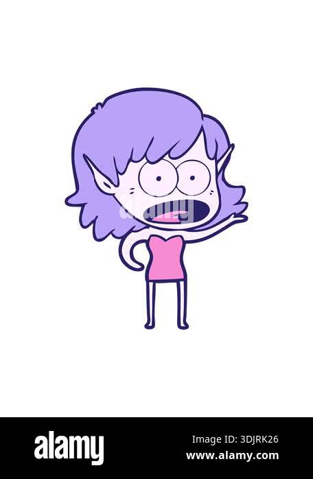 shaking motion animation of cartoon elf girl drawing design Stock Video ...