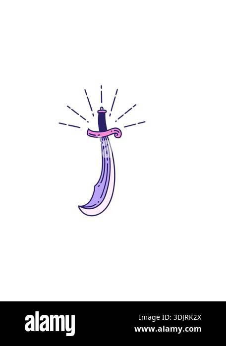 horizontally vibrating animation of tattoo style scimitar sword Stock ...
