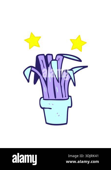 spinning stars animation of cartoon doodle indoor plant Stock Video ...