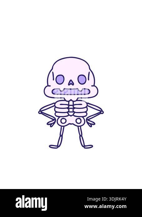 blinking radial lines animation of cartoon spooky skeleton of ...