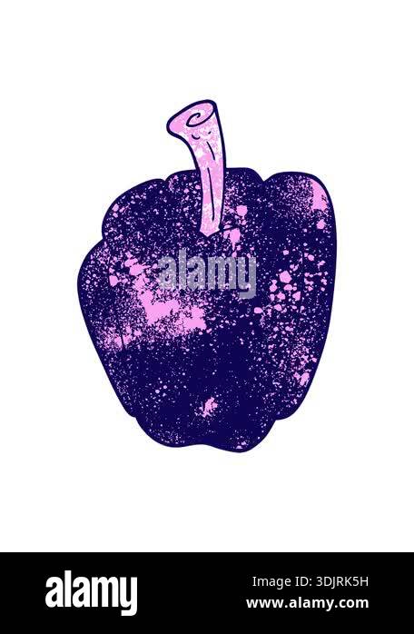 neon light effect animation of freehand textured cartoon pepper Stock ...