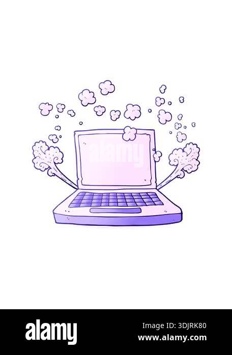 shivering motion animation of freehand drawn cartoon laptop computer ...