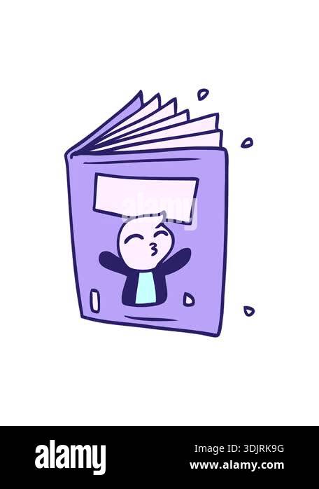 spinning motion animation of hand drawn cartoon doodle of a magazine ...