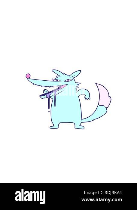 blinking radial lines animation of fat fox cartoon character Stock ...