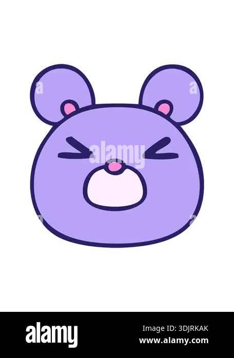 shivering motion animation of hand drawn quirky cartoon mouse face ...