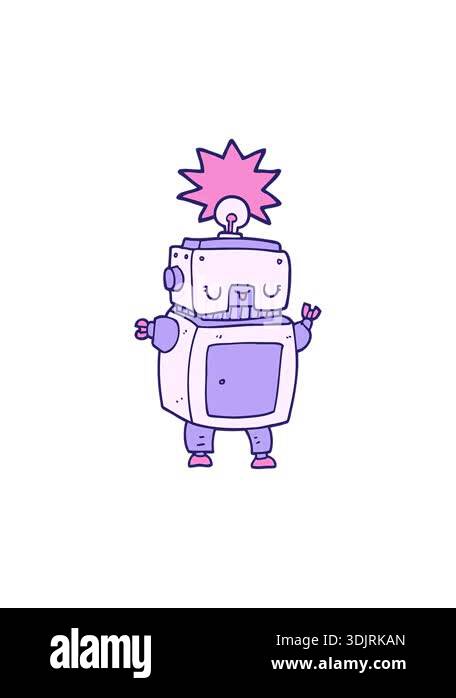 attention grabbing animation of freehand drawn cartoon robot Stock ...