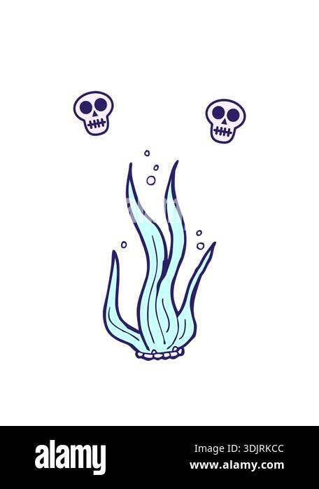 spinning skulls animation of cartoon seaweed Stock Video Footage - Alamy