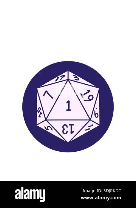 jumping motion animation of icon of natural 1 D20 dice roll Stock Video ...