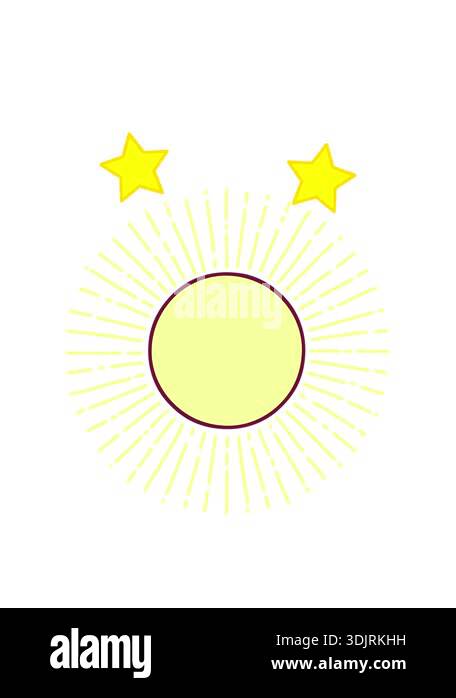 spinning stars animation of iconic tattoo style image of a sun in ...
