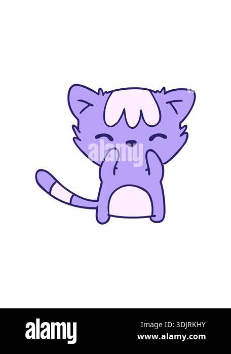 attention grabbing animation of freehand drawing of cute kawaii cat ...