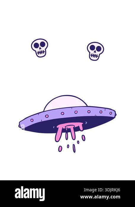 spinning skulls animation of cartoon flying UFO Stock Video Footage - Alamy