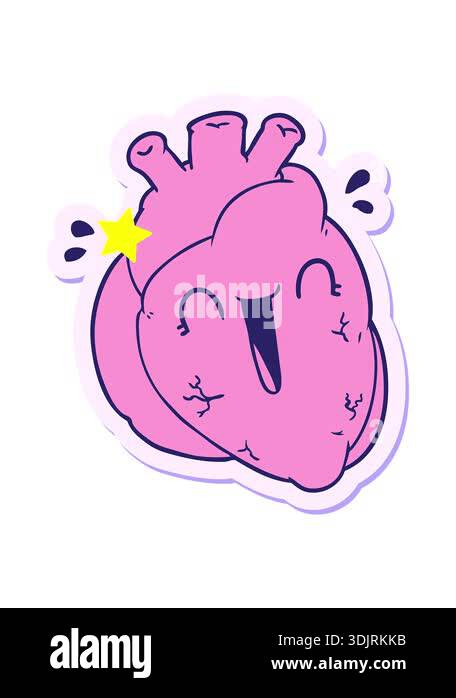 twinkling stars effect animation of sticker of a cartoon heart laughing ...