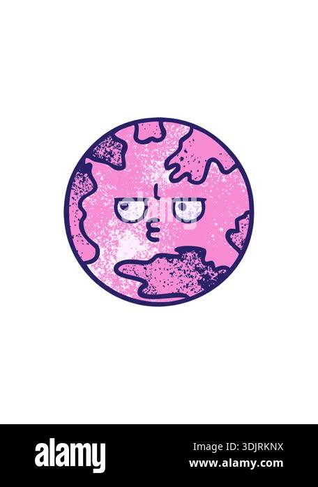 splitting effect animation of retro grunge cartoon of a planet earth ...