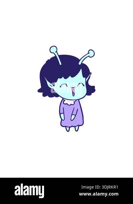flashy sales animation of cartoon alien girl laughing Stock Video ...