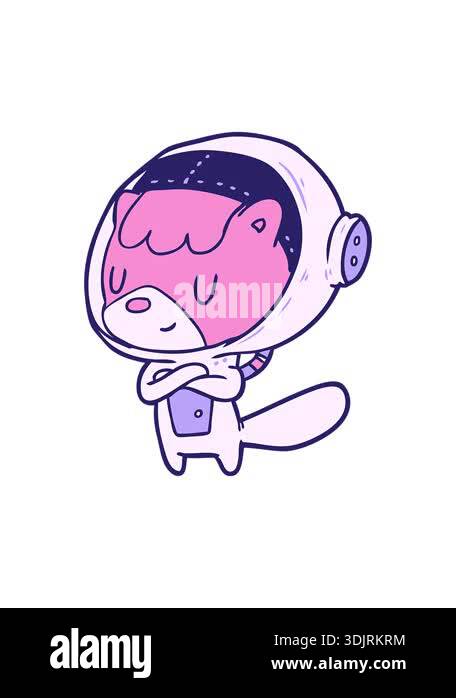 jiggle and pause animation of cartoon cat astronaut animals Stock Video ...