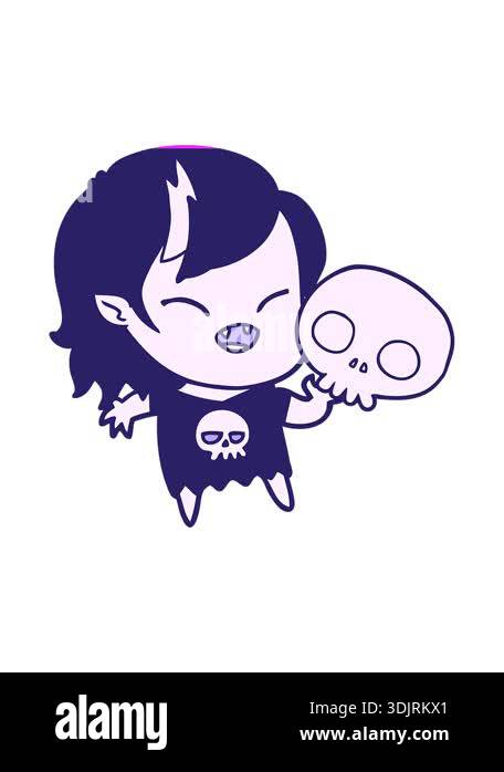 power up animation of cartoon laughing vampire girl drawing Stock Video ...