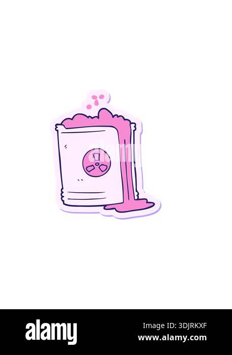 horizontally vibrating animation of sticker of a cartoon radioactive ...