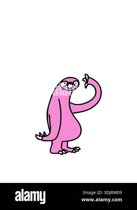 stretching up animation of hand drawn cartoon sloth Stock Video Footage ...