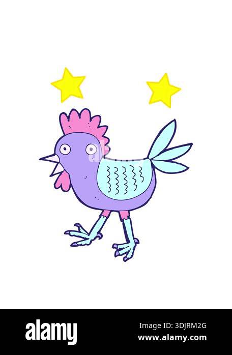 spinning stars animation of funny cartoon chicken Stock Video Footage ...