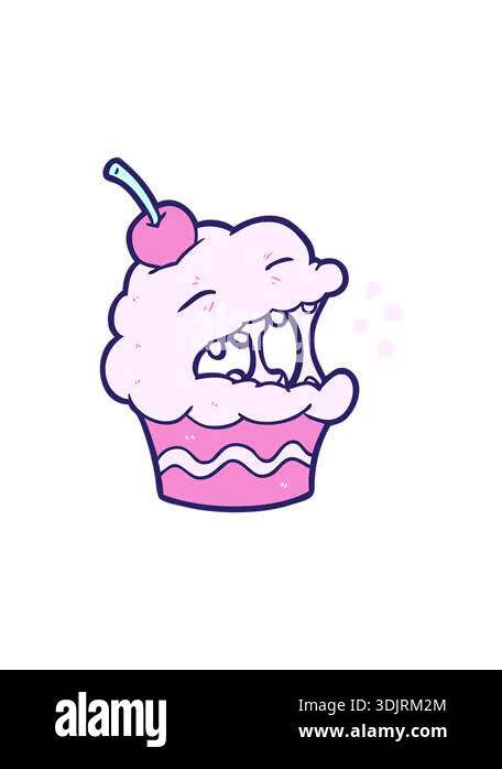 jiggle and pause animation of funny cartoon cupcake drawing Stock Video ...