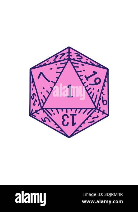 popping motion animation of Retro Tattoo Style natural 1 D20 dice roll ...