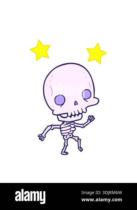 spinning stars animation of a cute cartoon dancing skeleton Stock Video ...