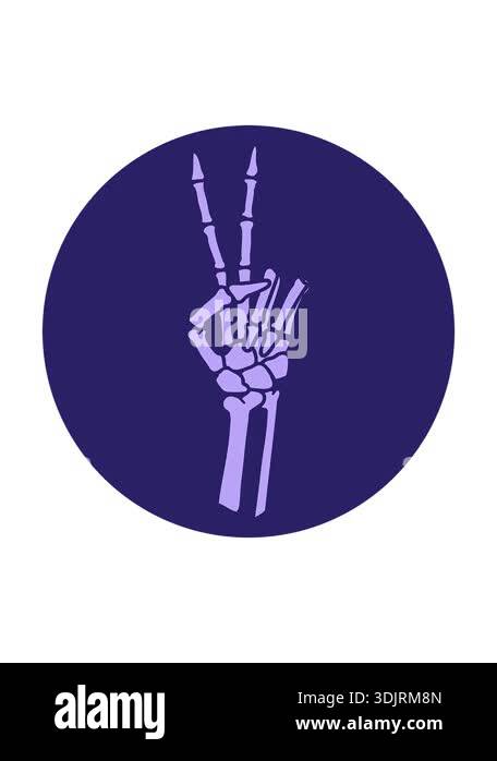 spinning motion animation of skeleton giving a peace sign cartoon Stock ...