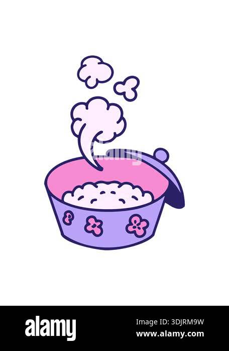 shaking motion animation of a cartoon pot of japanese steamed rice ...