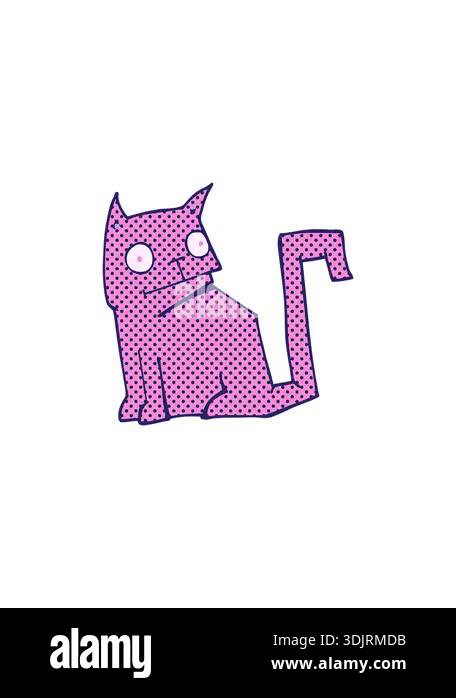 shaking motion animation of retro cartoon cat doodle Stock Video ...