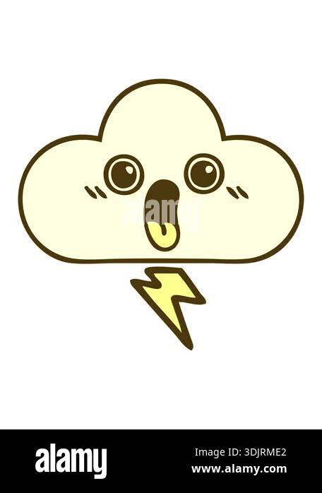 changing color animation of cute cartoon of a storm cloud in bright ...