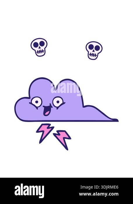 spinning skulls animation of cartoon drawing of a storm cloud Stock ...