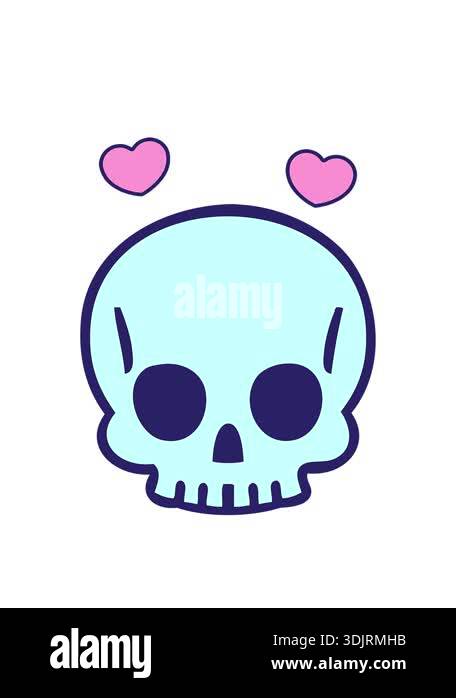 spinning hearts animation of cartoon of skull Stock Video Footage - Alamy