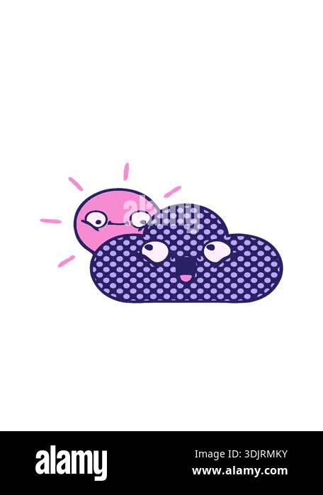 bobbing motion animation of comic book style cartoon of a storm cloud ...