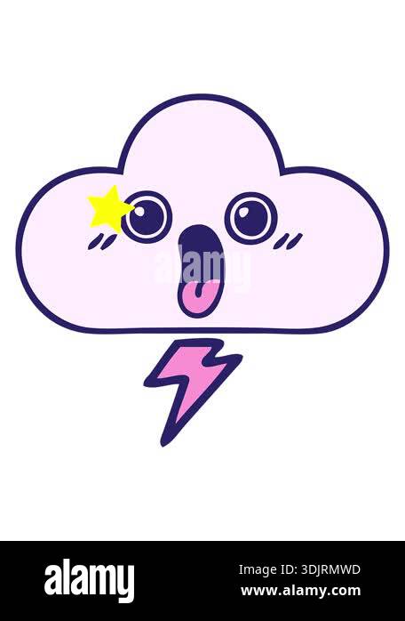 twinkling stars effect animation of cute cartoon of a storm cloud Stock ...