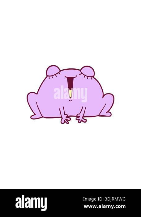 radioactive glowing animation of cute cartoon frog in bright glow color ...