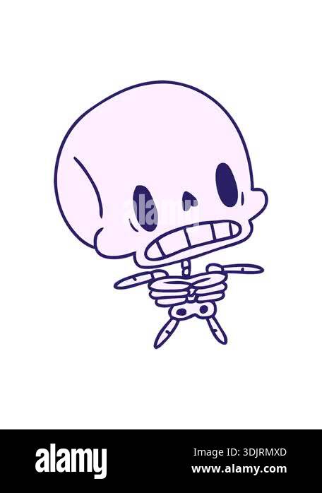 pixelize effect animation of illustration of kawaii cute dead skeleton ...
