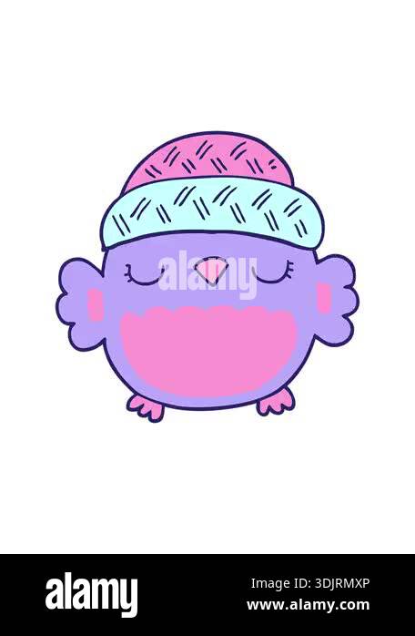 shivering motion animation of cute cartoon owl in hat Stock Video ...