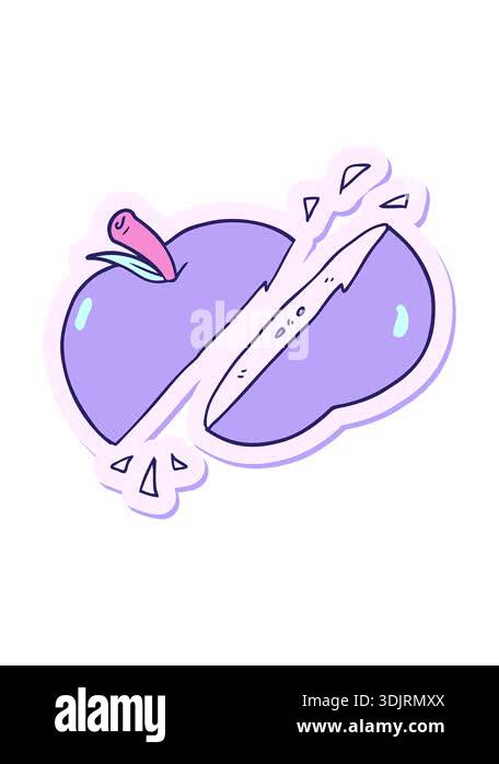 shine light effect animation of sticker of a cartoon sliced apple Stock ...