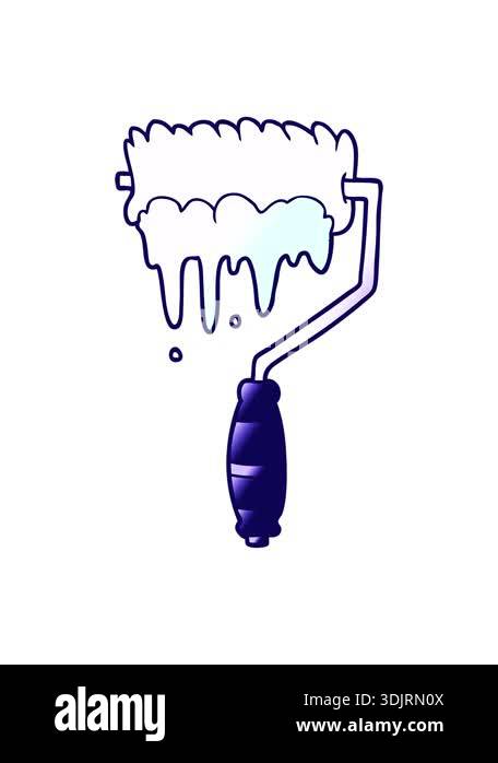 neon light effect animation of cartoon paint roller Stock Video Footage ...