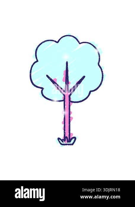 glitter effect animation of cartoon Tree Chalk illustration Stock Video ...