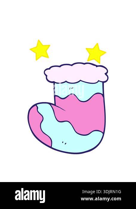 spinning stars animation of christmas stocking drawing Stock Video ...