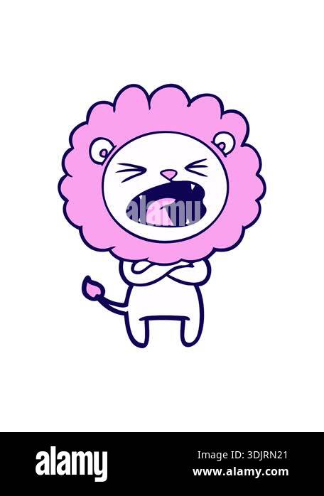 neon light effect animation of cartoon angry lion Stock Video Footage ...